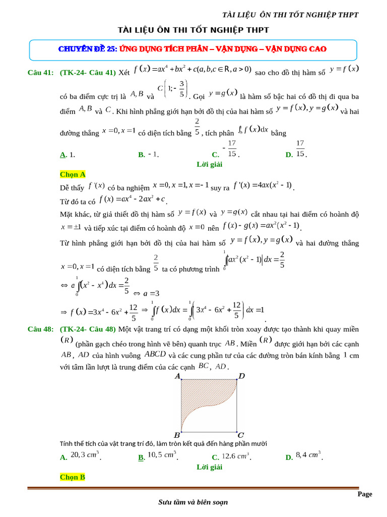 CD25 - Câu 4148 NG D NG Tích Phân - VD VDC - HDG | PDF