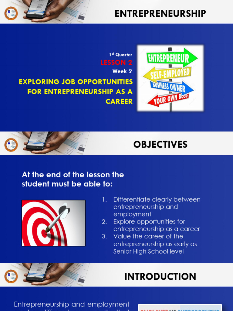 LESSON_2_EXPLORING_JOB_OPPORTUNITIES_FOR_ENTREPRENEURSHIP_AS_A_CAREER | PDF