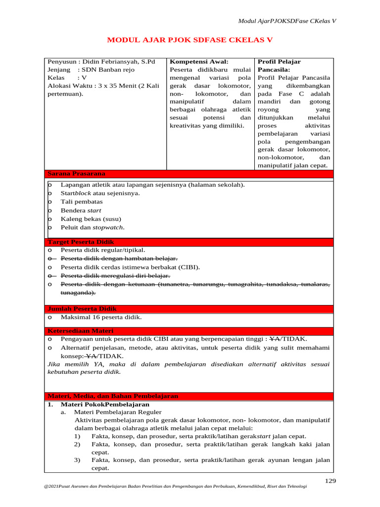 05 MODUL AJAR JALAN CEPAT | PDF