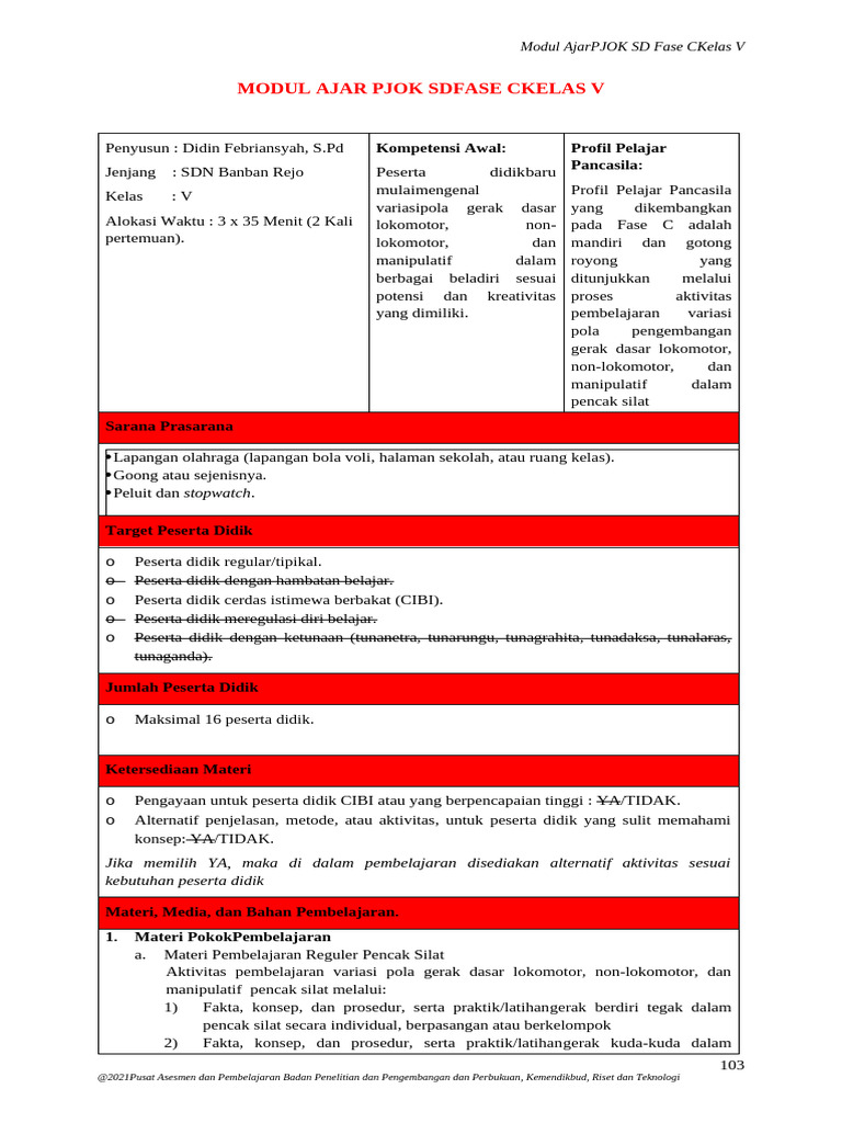 04 Modul Ajar Pencak Silat | PDF