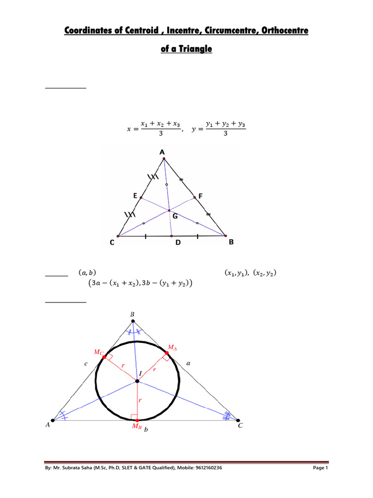 Centroid, Incentre, Orthocentre | PDF