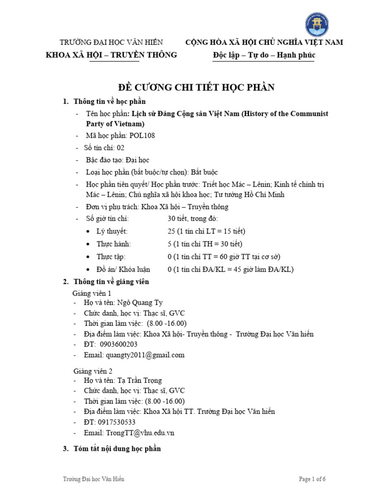 De Cuong Hp. Lich Su Dang Cong San Viet Nam | PDF