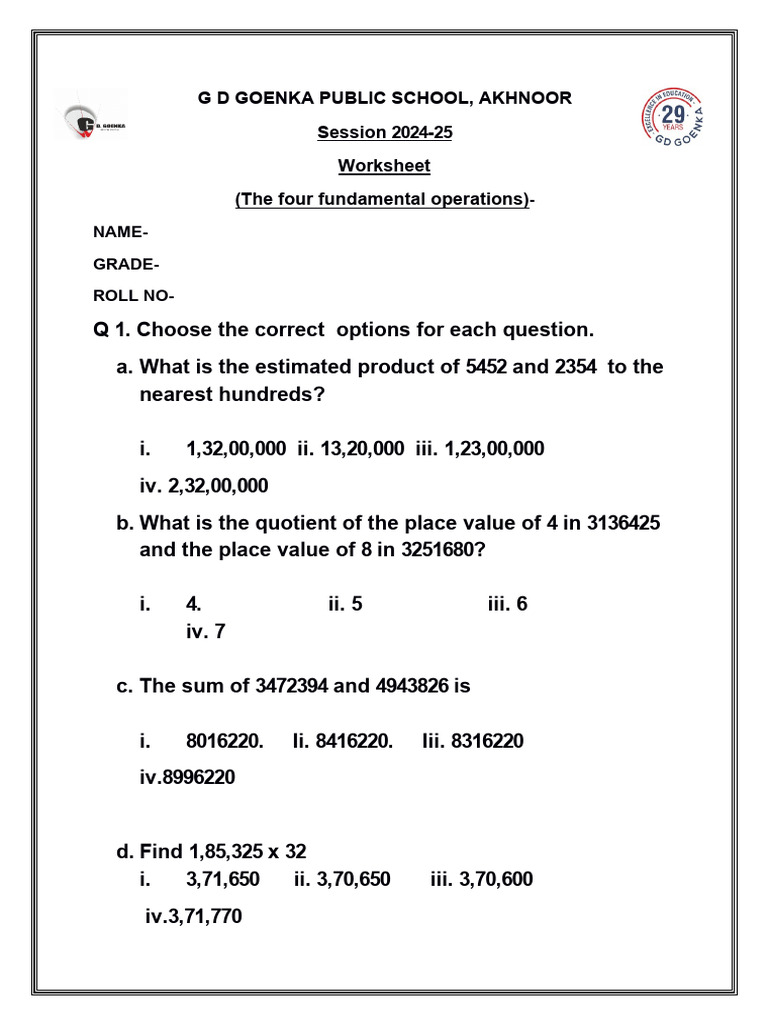 Grade 5 Worksheet | PDF
