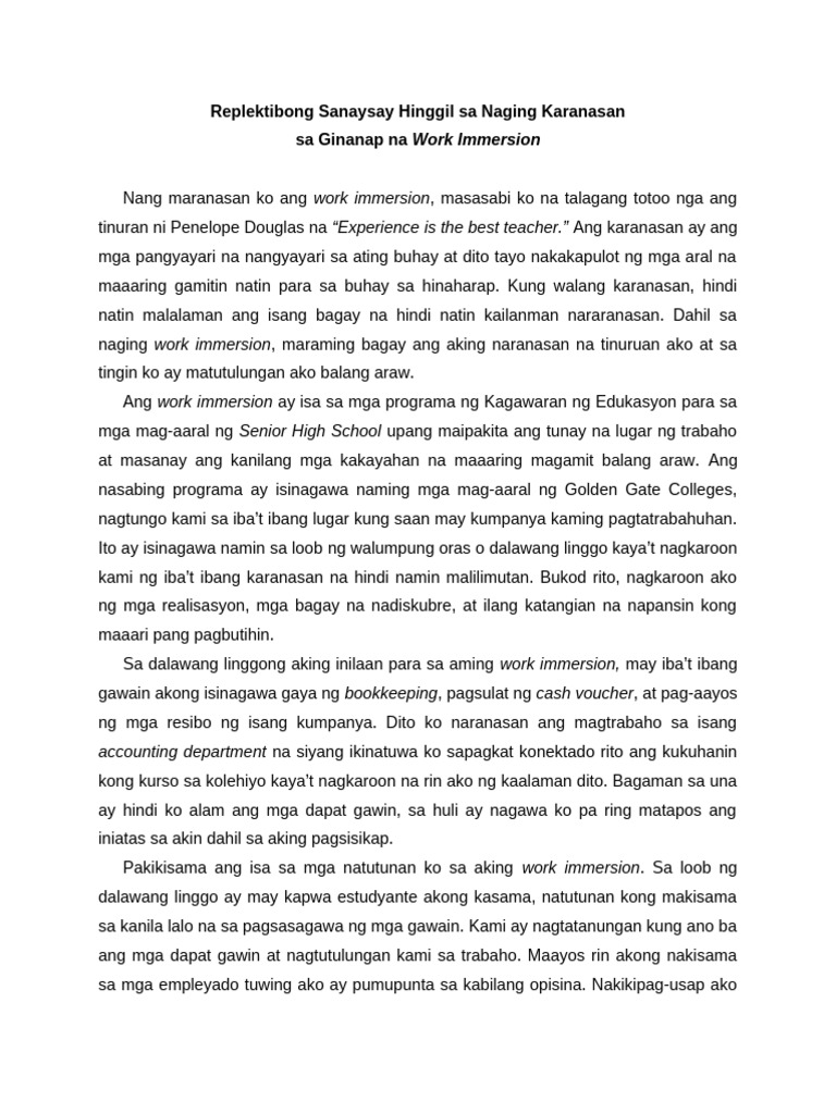Replektibong Sanaysay | PDF