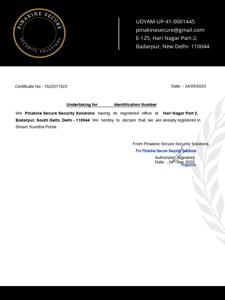 Undertaking For LIN | PDF