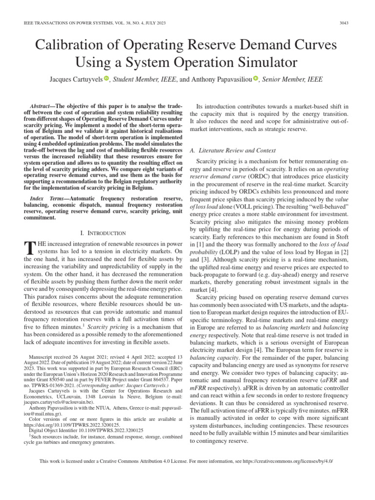 Calibration of Operating Reserve Demand Curves Using A System Operation ...