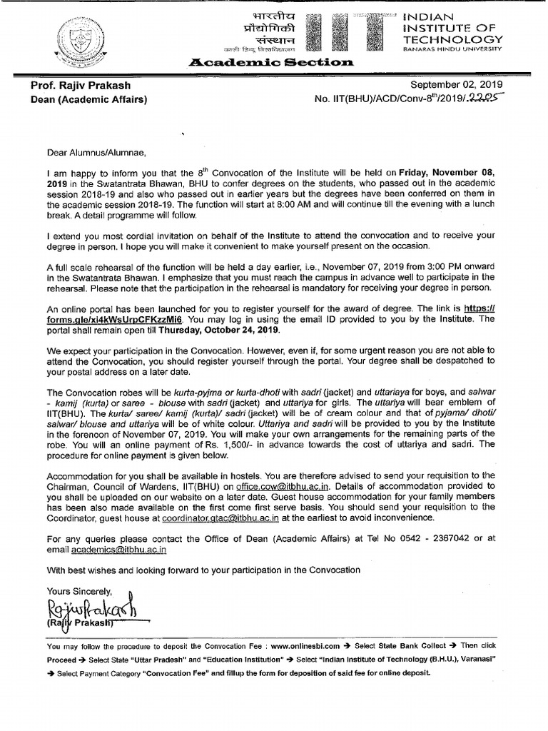 Convocation Letter 2019 | PDF