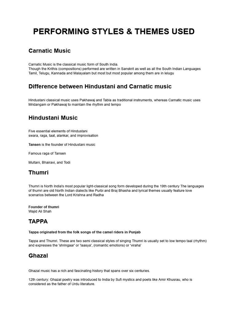 Performing Styles & Themes Used | PDF