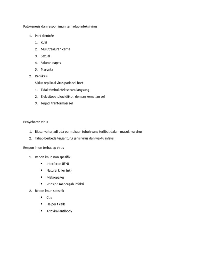 Patogenesis Dan Respon Imun Terhadap Infeksi Virus | PDF