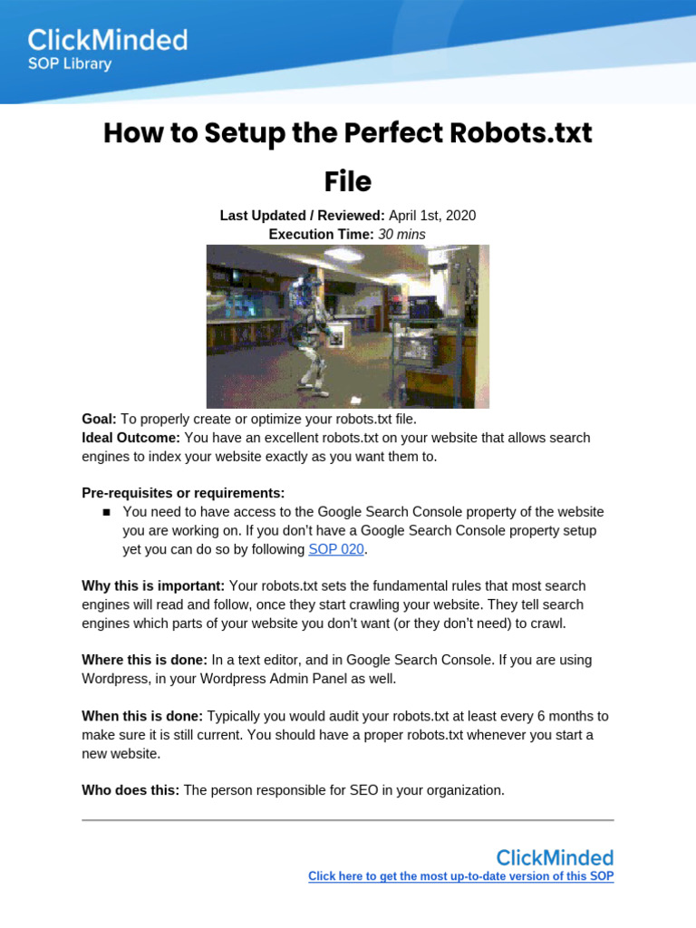 SOP 057 - How To Setup The Perfect Robots - TXT File | PDF