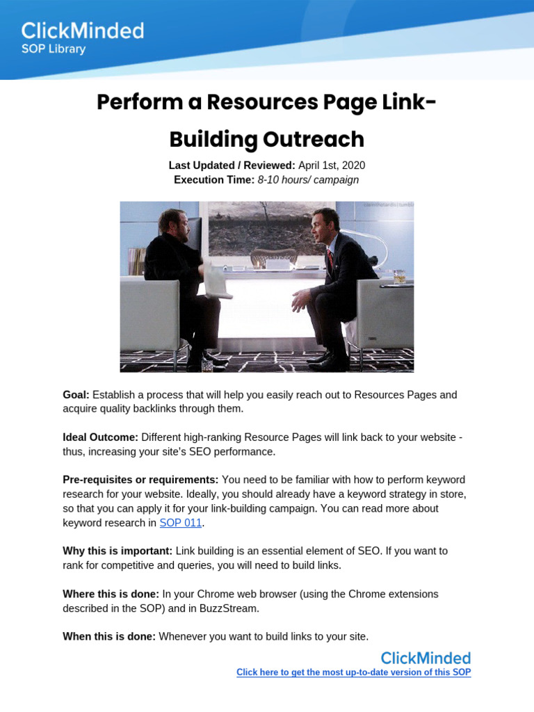 SOP 026 - Resources Page Link-Building Outreach | PDF
