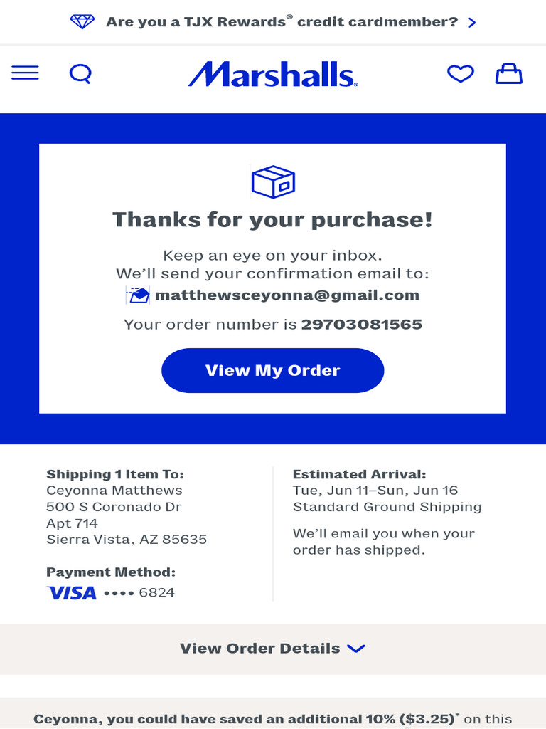 Thanks for Your Purchase! - Marshalls | PDF