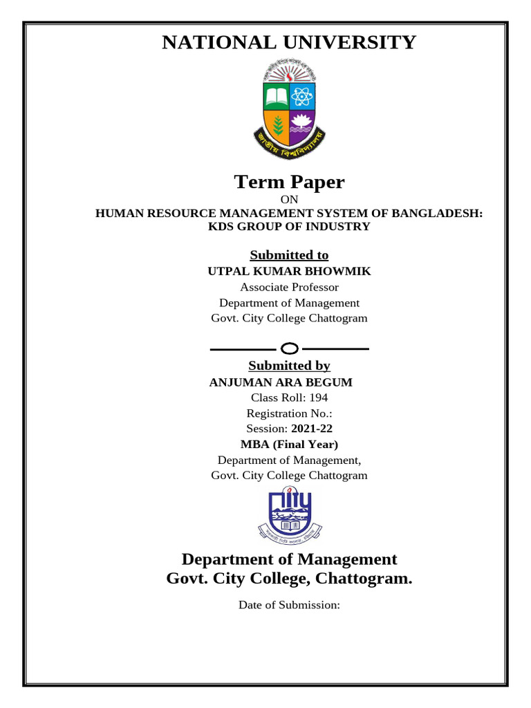 National University: Department of Management Govt. City College ...