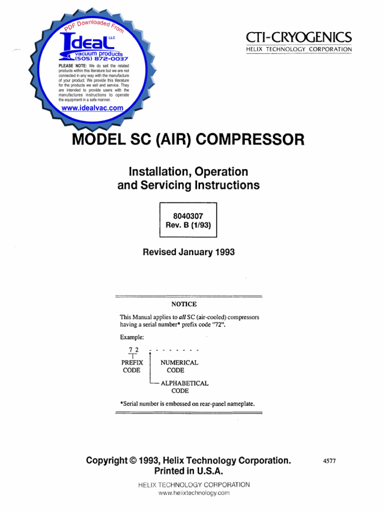 CTI Cryo SC Compressor 1 | PDF