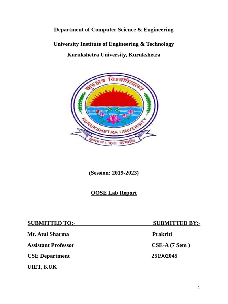 OOSE Lab Report | PDF | Use Case | Computers