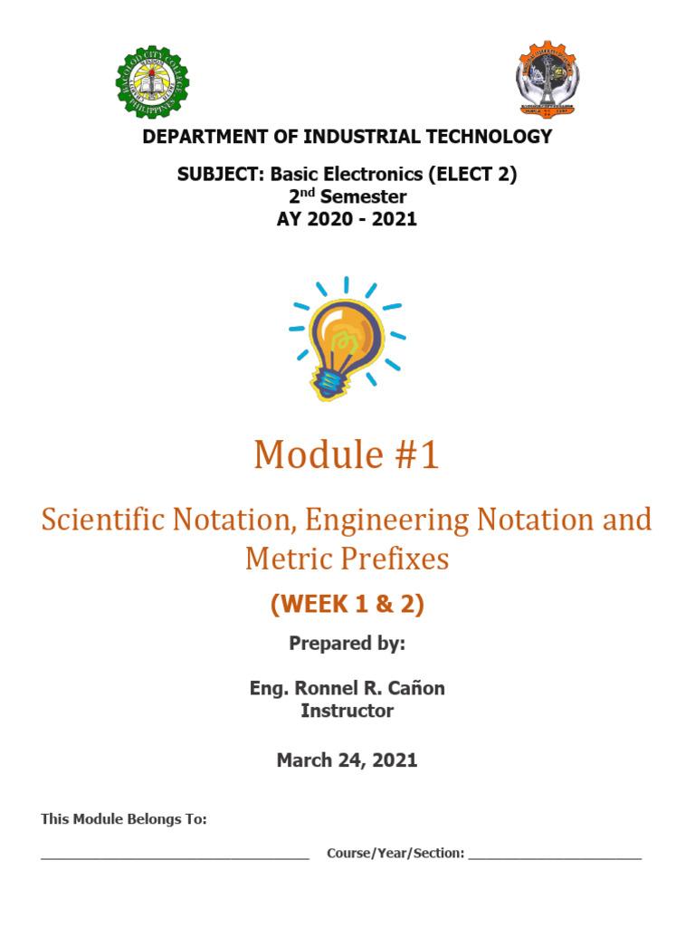 Module 1 Engineering Notation, Scientific Notation and Metric Prefixes ...
