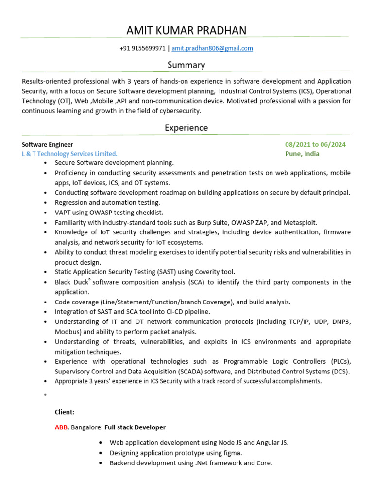 Amit Kumar Pradhan - CV | PDF