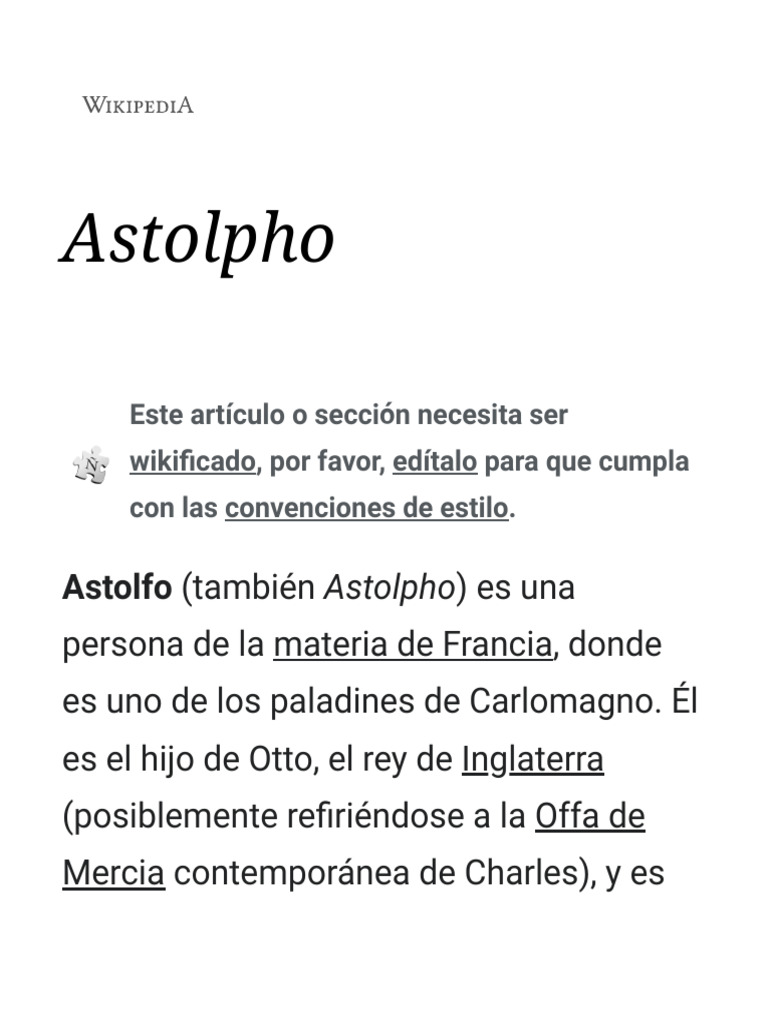 Astolpho - Wikipedia, La Enciclopedia Libre | PDF