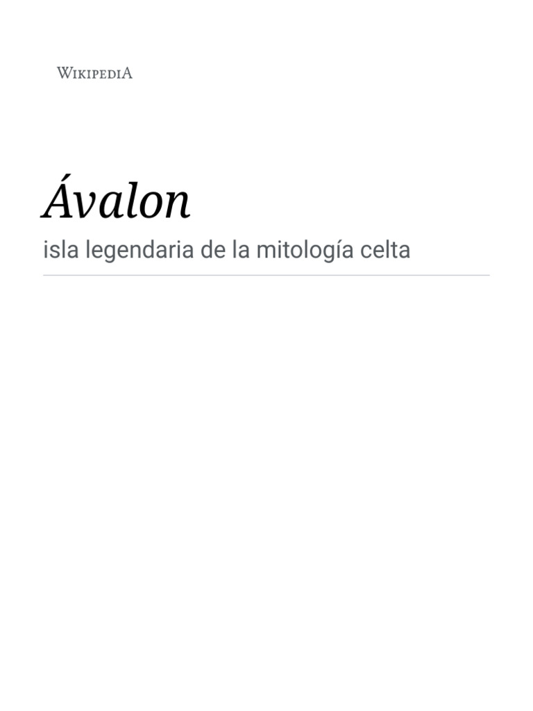 Ávalon - Wikipedia, La Enciclopedia Libre | PDF