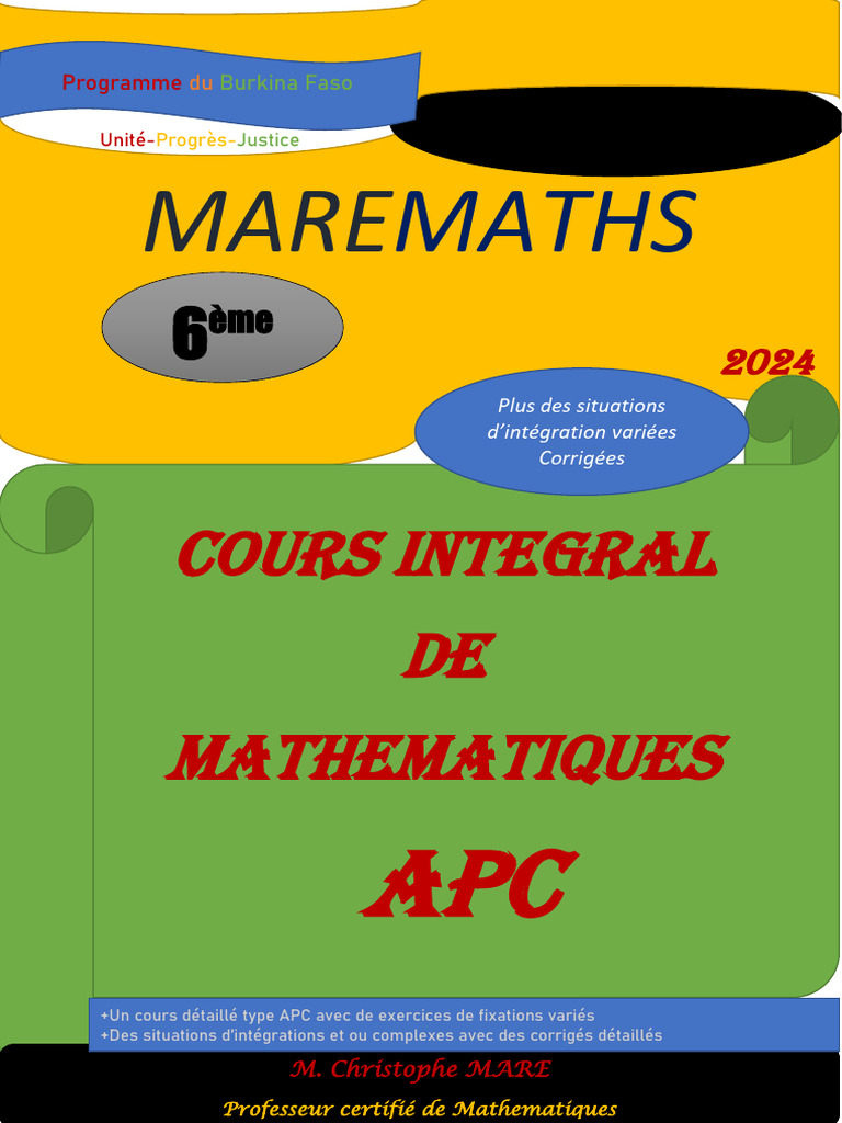 MAREMATHS Echantillon Cours APC 6ème APC | PDF