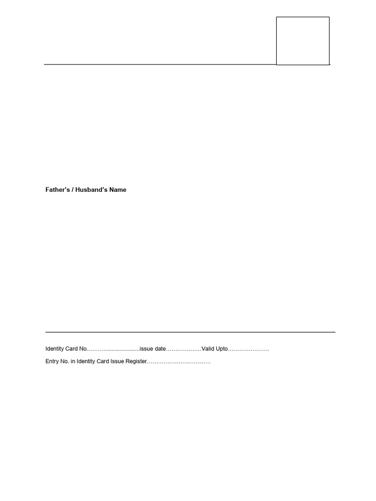 Permanent Identity Card Application Form | PDF | Finance & Money Management