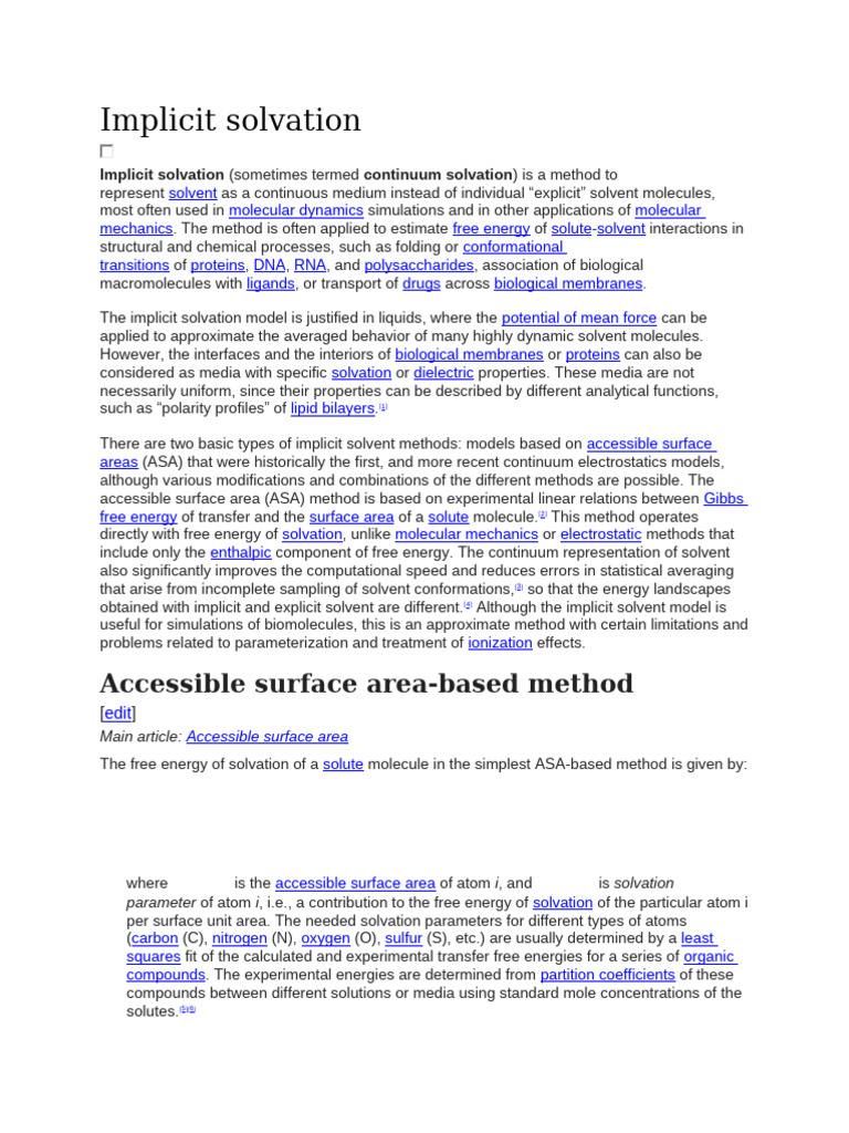 Implicit Solvation | PDF
