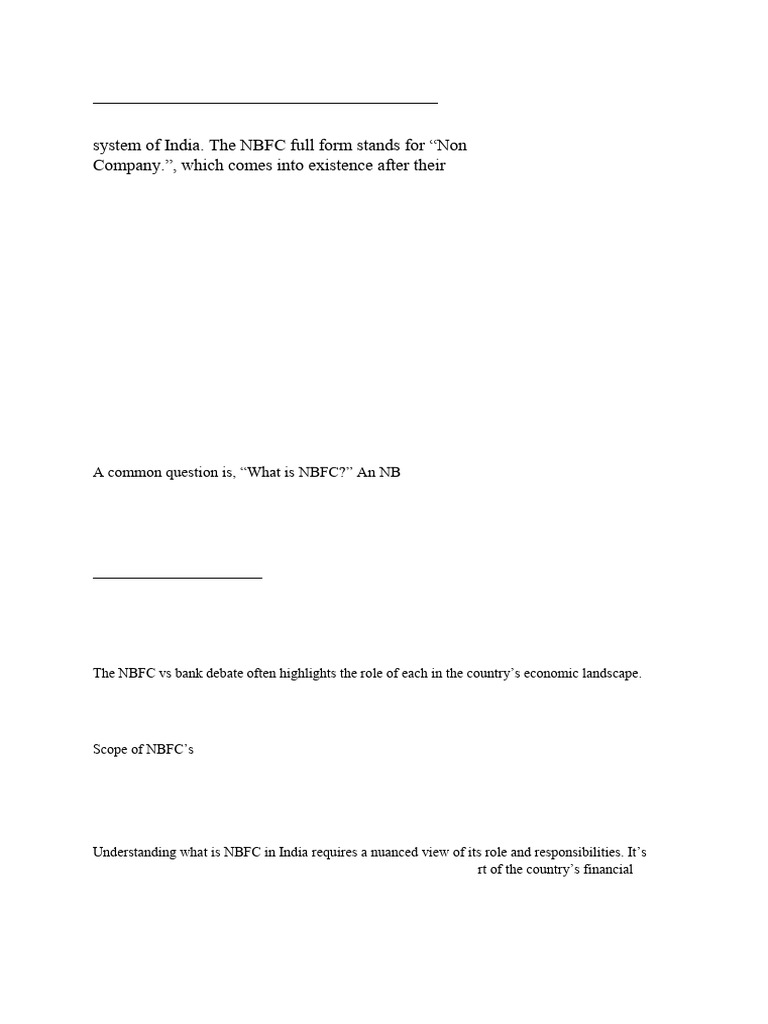 Role and Importance of NBFCs | PDF Role and Importance of NBFCs | PDF