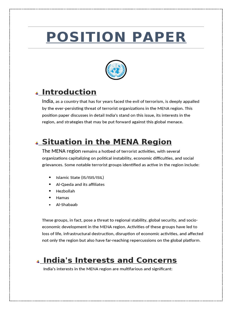 Position Paper For UNGA | PDF