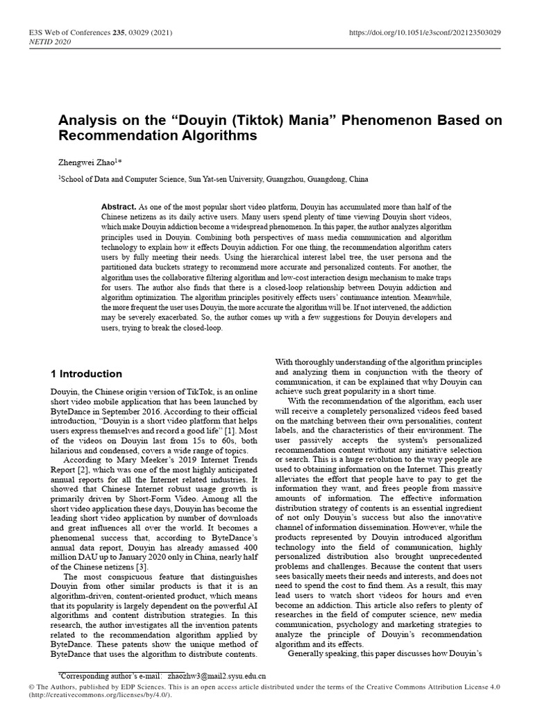 Analysis On The "Douyin (Tiktok) Mania" Phenomenon Based On ...