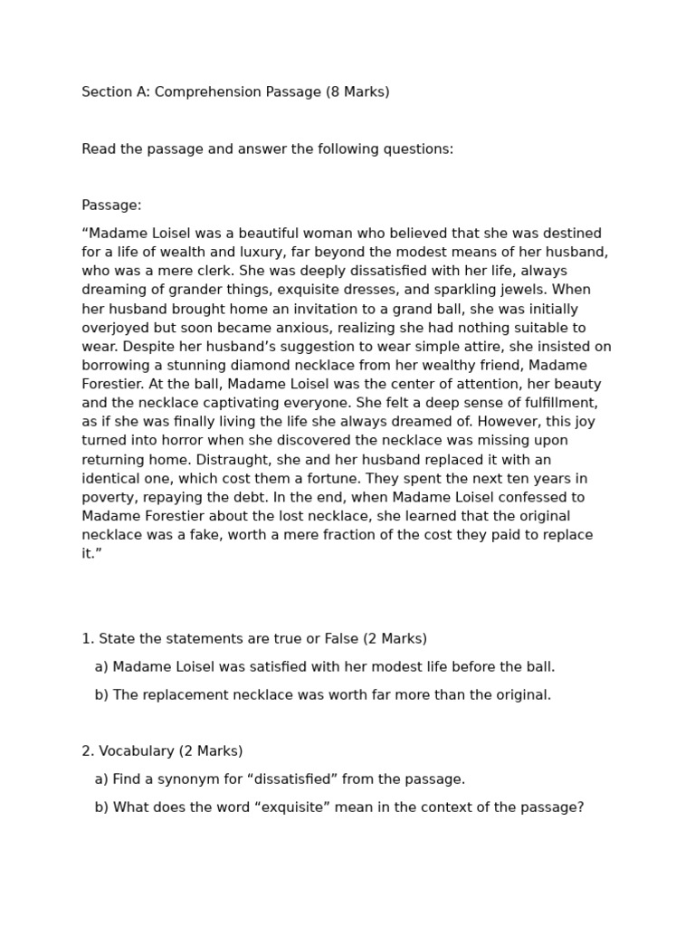 2nd UT 9th Class Semi English 20 Marks | PDF