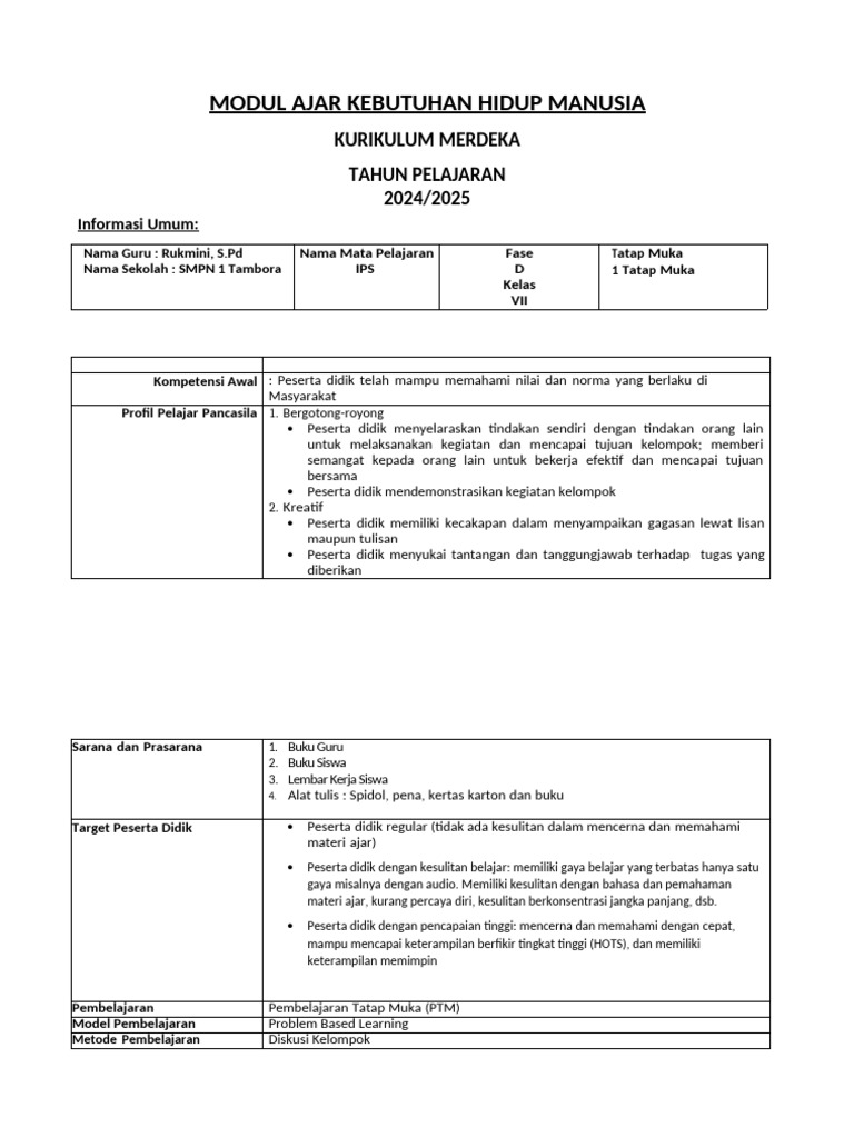 Modul Ajar Ibu Mini | PDF