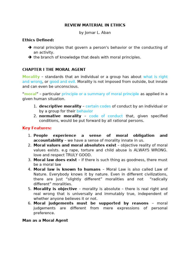 Ethics Review Material | PDF | Morality | Science & Mathematics