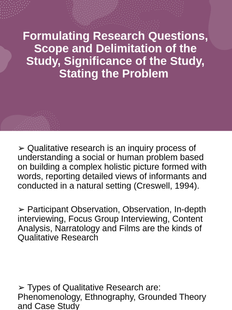 Scope and Delimitation | PDF