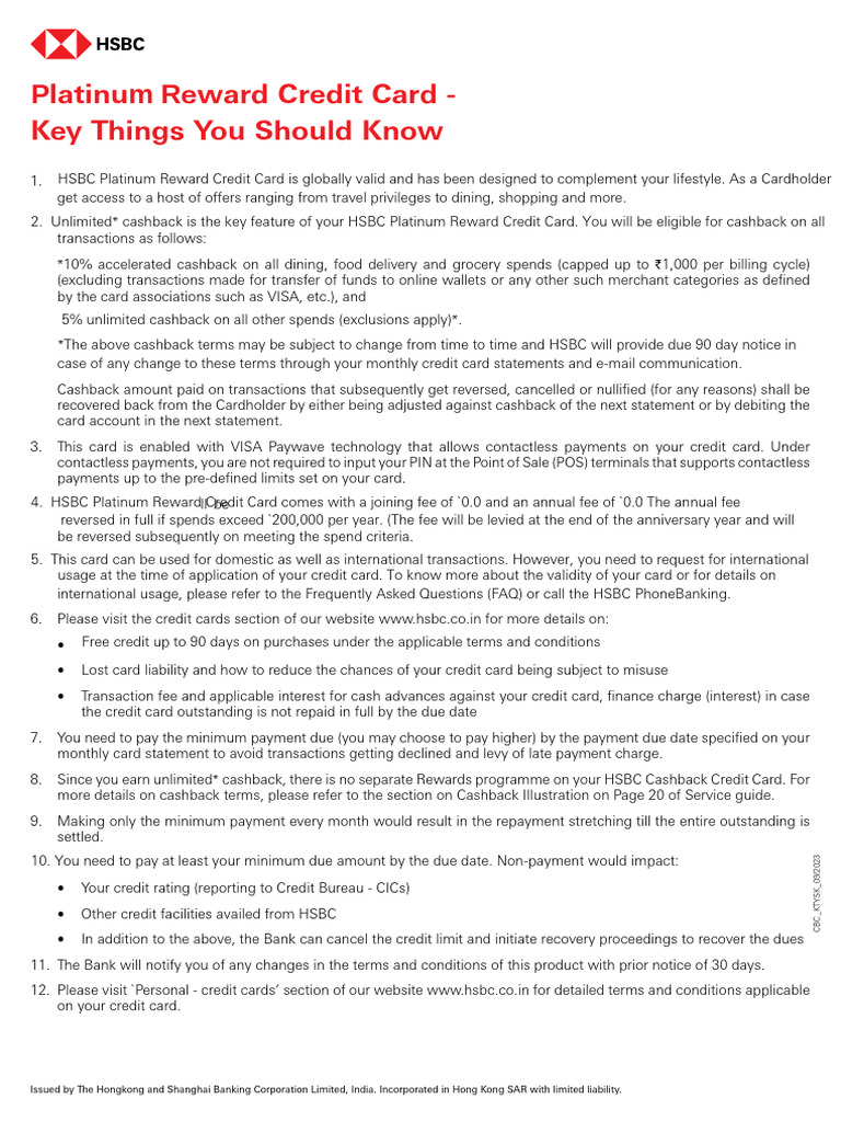 Platinum Reward Credit | PDF | Credit Card | Payments