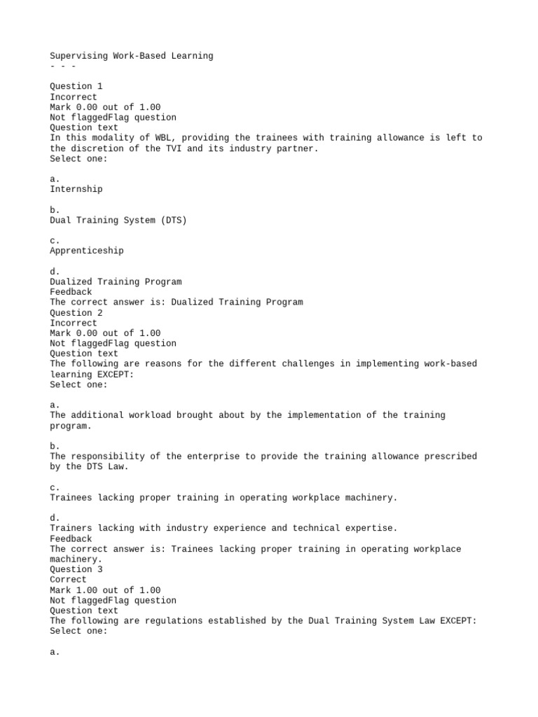 SupervisingWorkBasedLearning Questions 2 | PDF