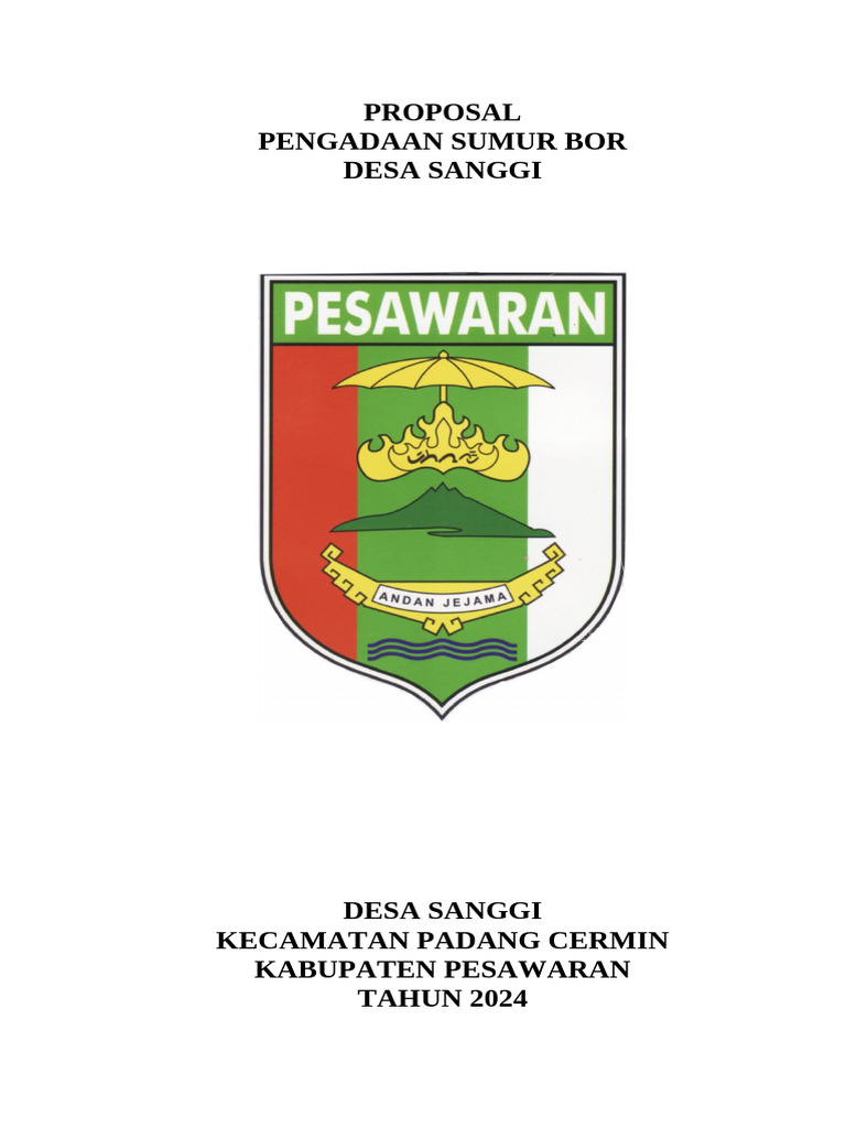 Proposal Sumur Bor Desa Sanggi Dusun 3 | PDF