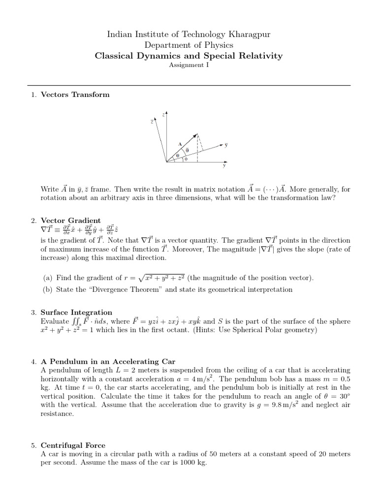 Classical Dynamics Assignments-1 | PDF