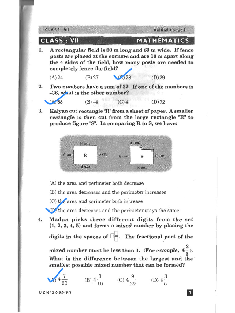 NSTSE Class 7 Solved Paper 2009 | PDF