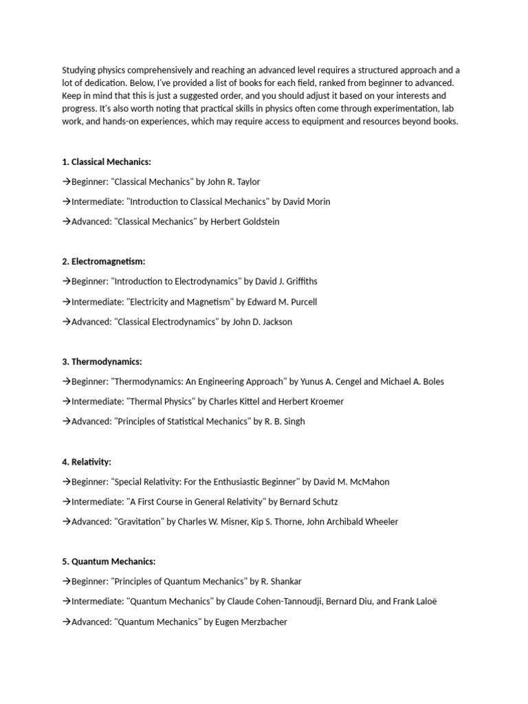 Physics Course Outline | PDF