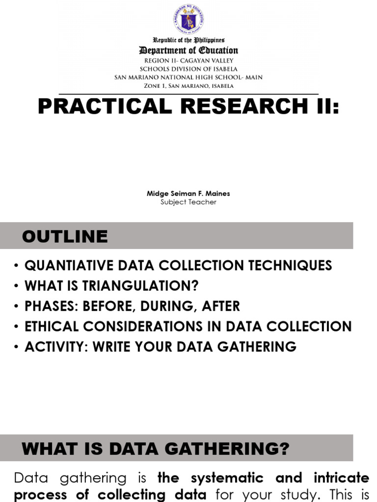Lesson 11 Data Gathering | PDF | Sampling (Statistics) | Quantitative ...