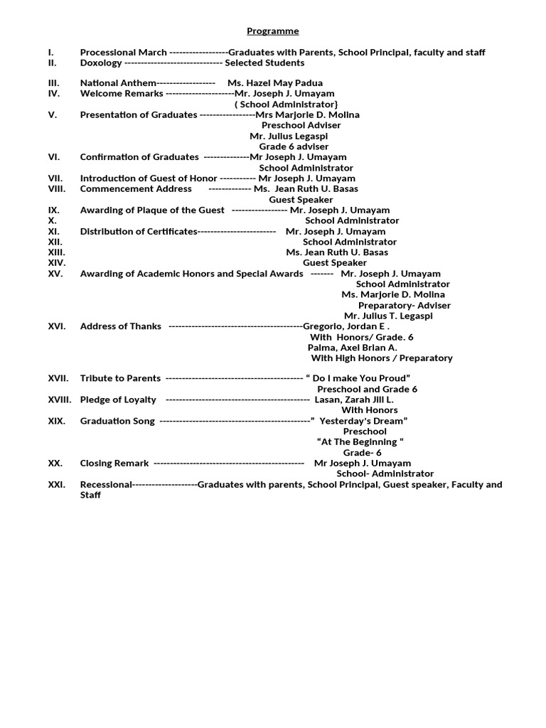 Graduation Program 2023 2024 | PDF Graduation Program 2023 2024 | PDF