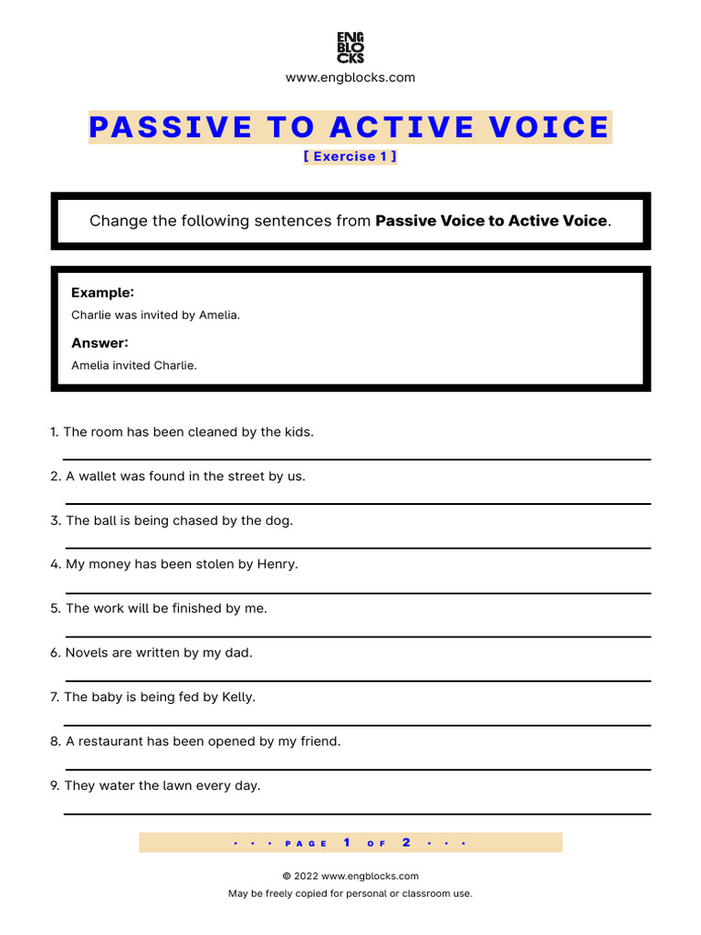 Passive to Active Voice Exercise 1 | PDF