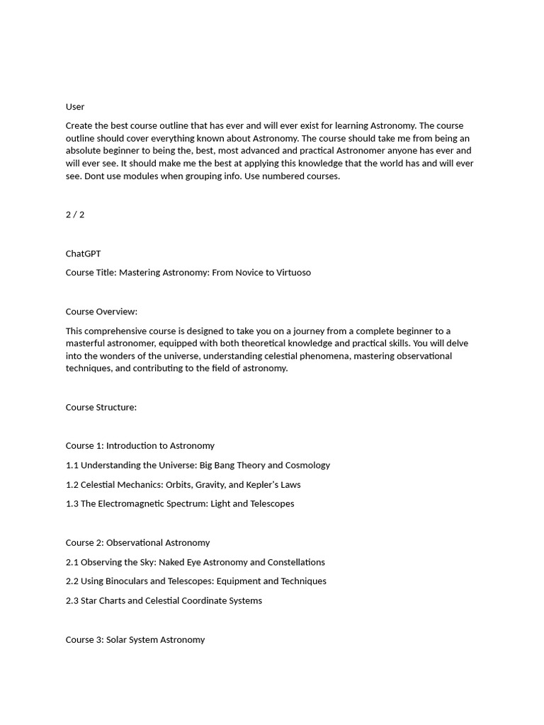 Astronomy Course Outline | PDF