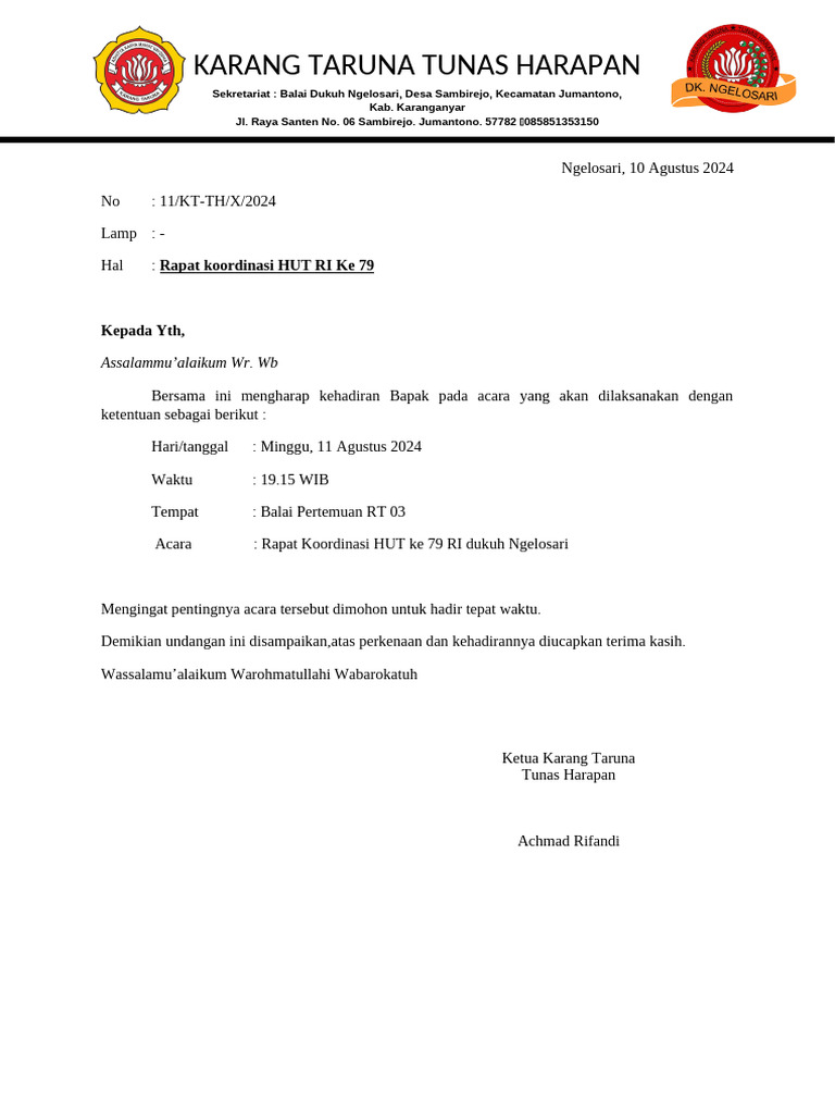 Undangan RT RW | PDF