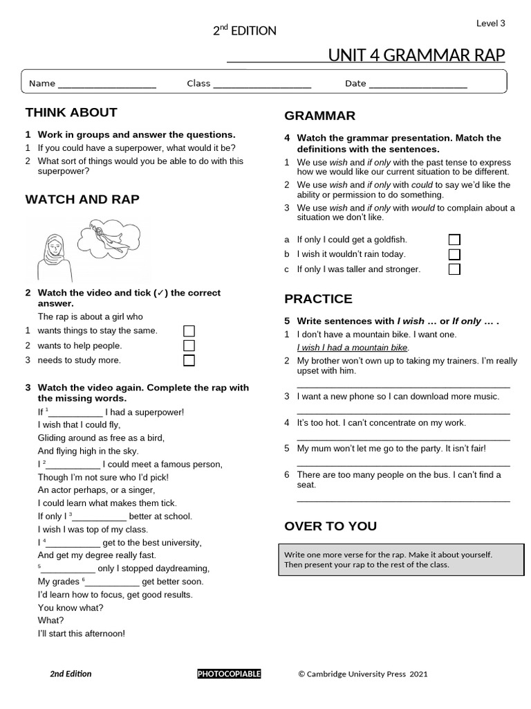 Thk2e BrE L3 Grammar Rap Unit 4 | PDF