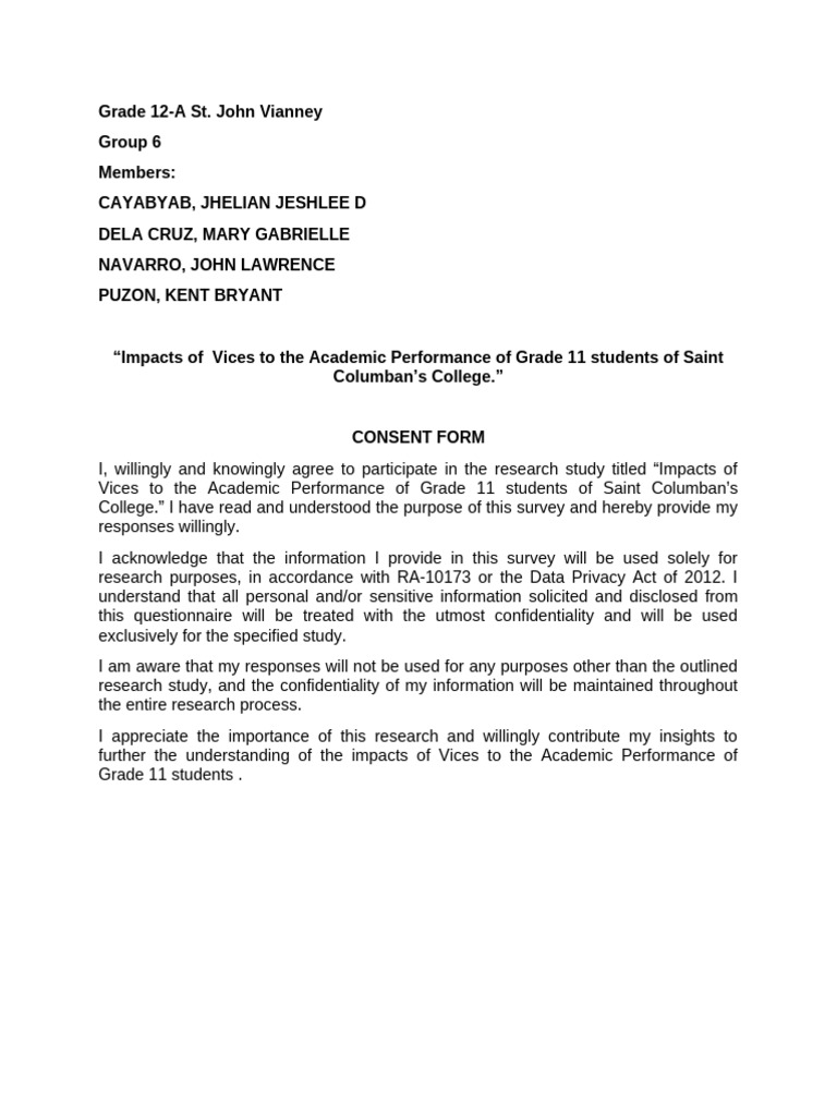 Questionnaire (GROUP 6) | PDF