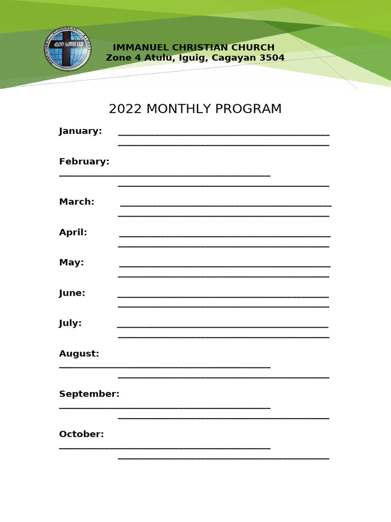 2022 Monthly Program | PDF