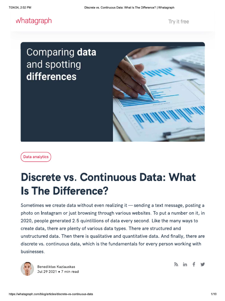 Discrete Vs Continuous Data | PDF