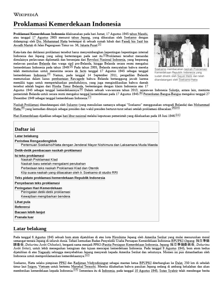 Proklamasi Kemerdekaan Indonesia | PDF