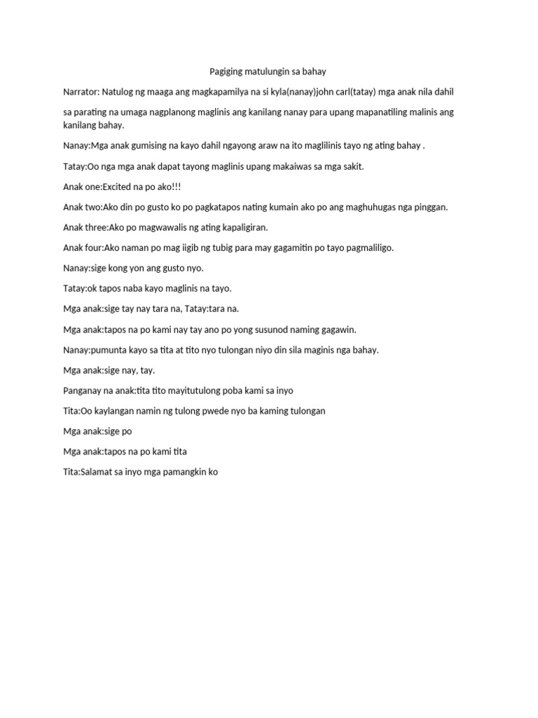 Pagiging Matulungin Sa Bahay | PDF